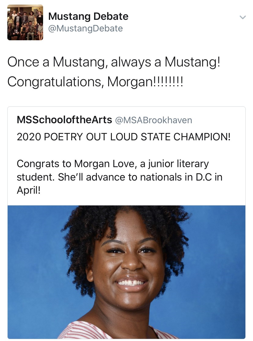 Morgan Love Wins First in Mississippi’s Poetry Out Loud State ...